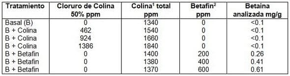 Eficacia de Betafin® vs. cloruro de colina para elevar el contenido de ...